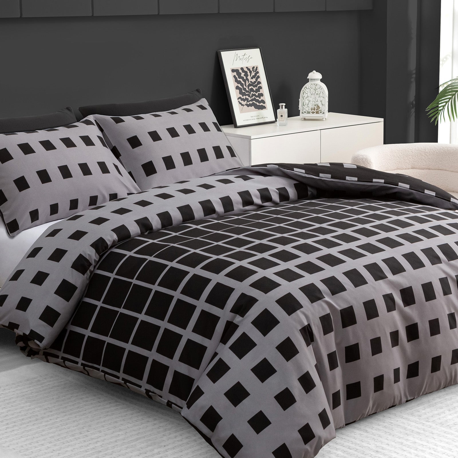 Dotty Grey and Black Duvet Cover Set – Pamposh